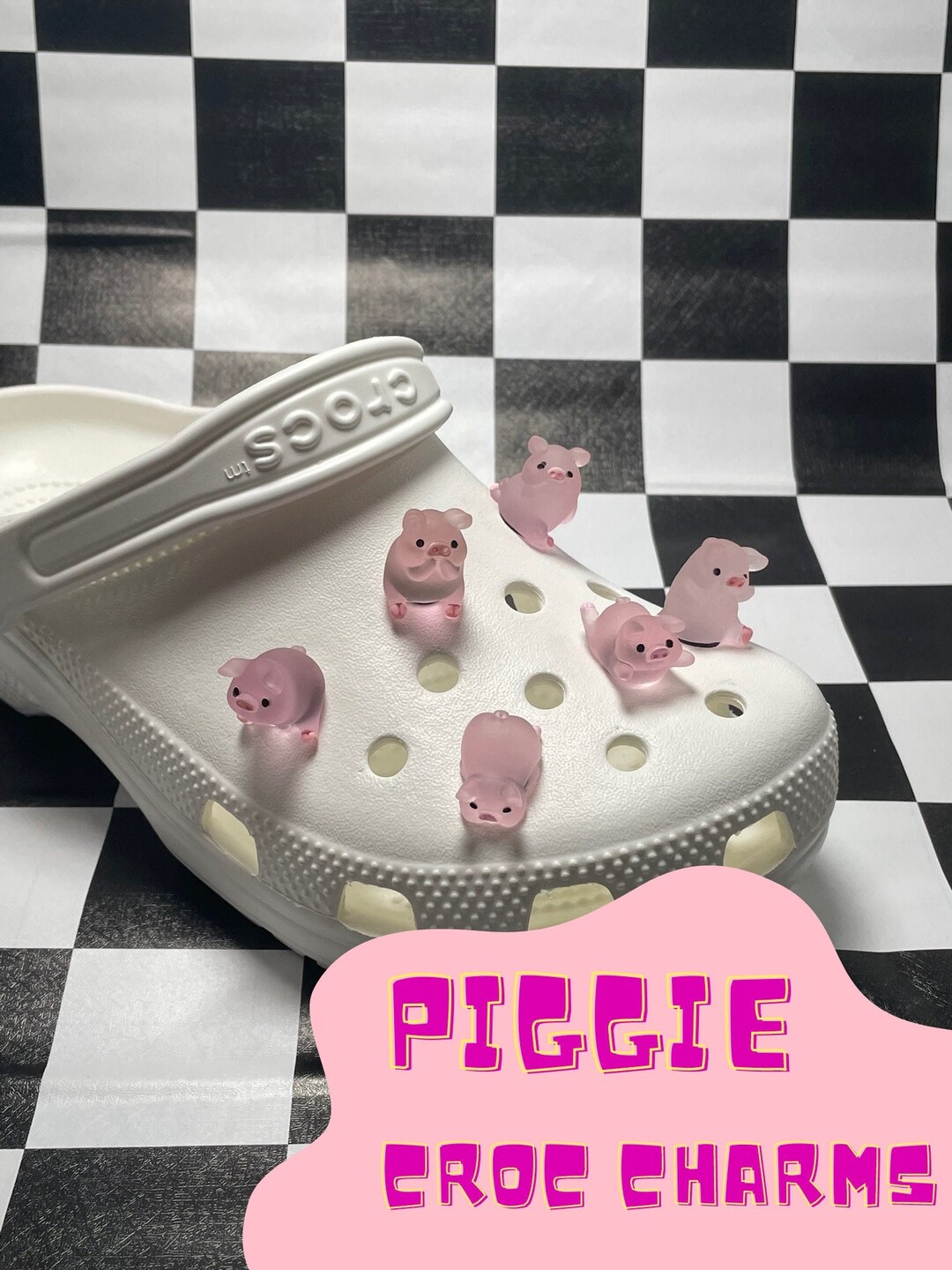 Piggie Shoe Charms // GLOW in the DARK // Handmade // Quirky // Pink ...