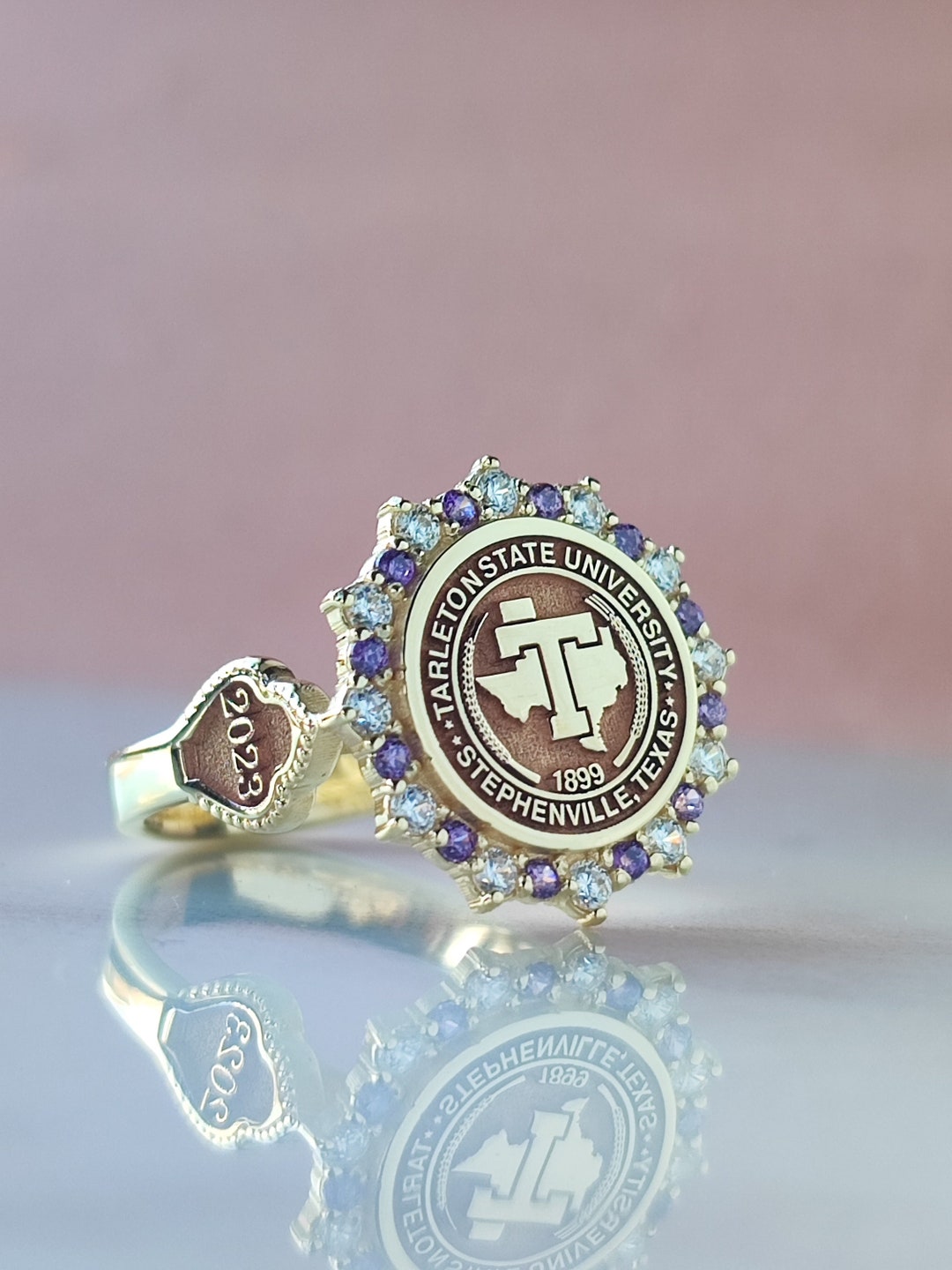 Solid Gold Women's College Ring , High School Rings , Graduation Ring ...