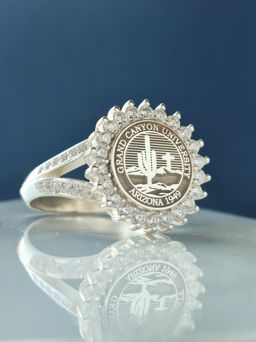 Sterling Silver College Ring , Woman Graduation Ring , Personalized ...