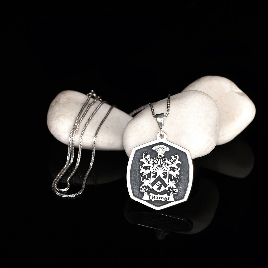 Gold Family Crest Necklace, Custom Family Crest Necklace, Family ...