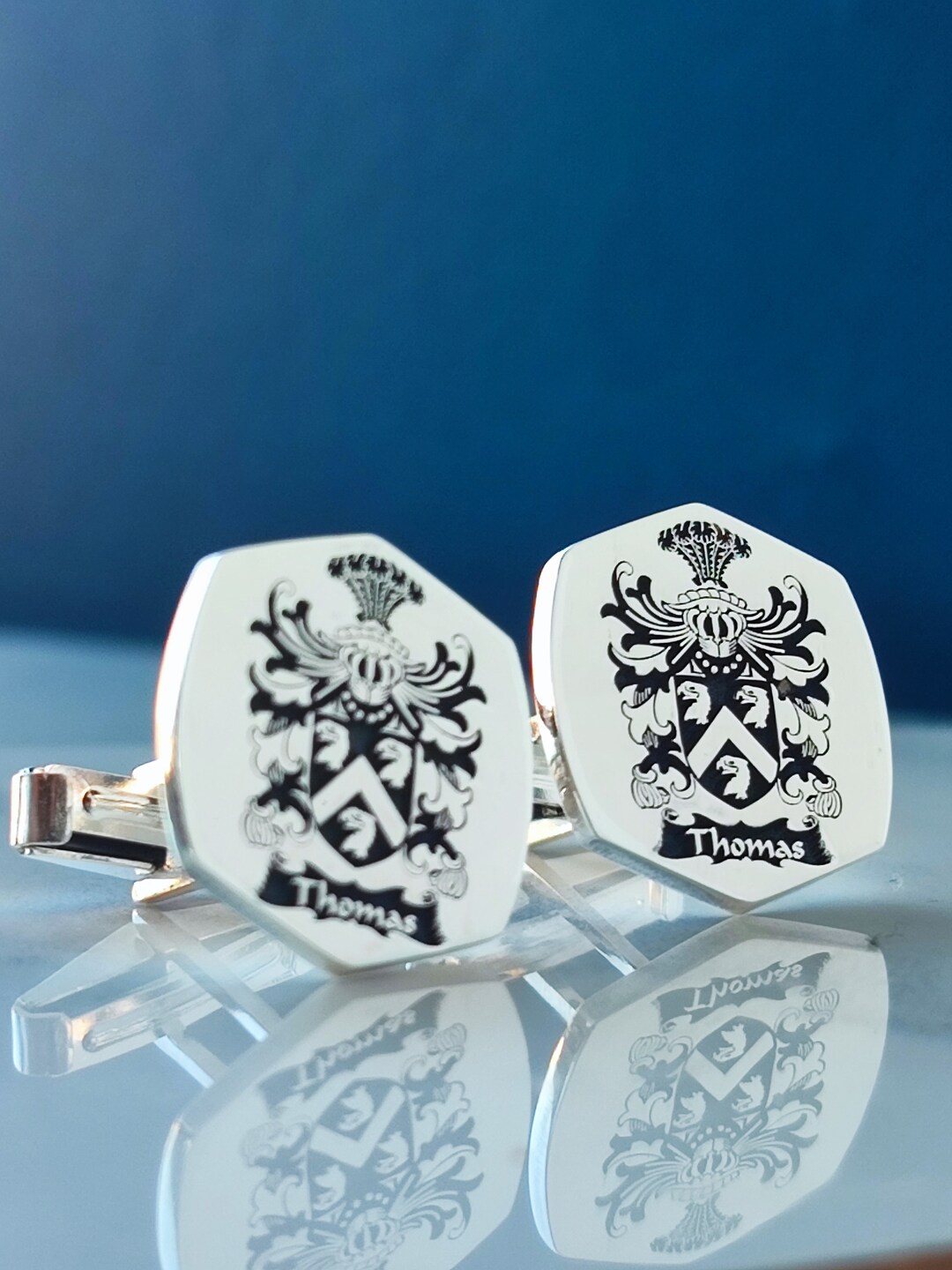 Custom Engraved Traditional Family Crest Cufflink, Personalized Coat of ...