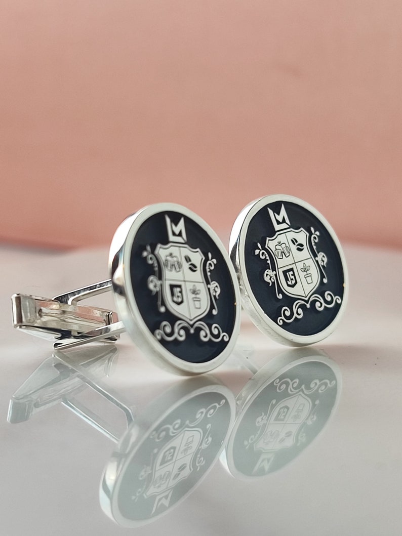 Custom Engraved Family Crest Cufflinks, Sterling Silver Coat of Arms ...