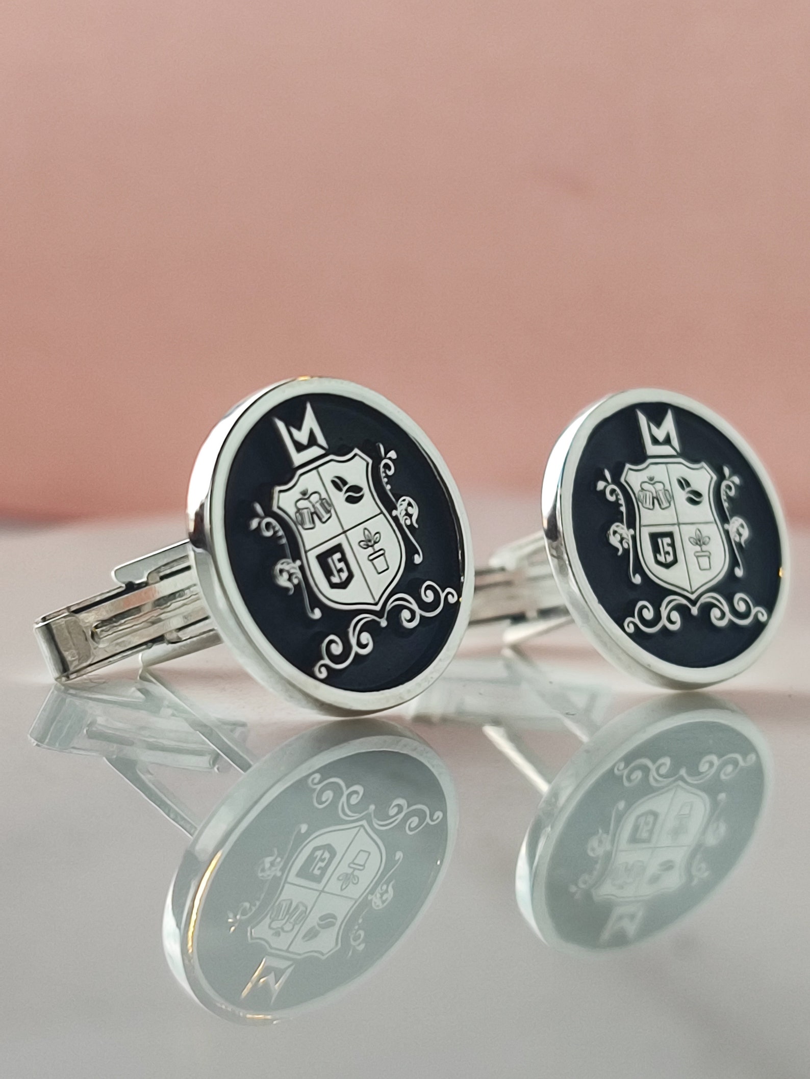 Custom Engraved Family Crest Cufflinks, Sterling Silver Coat of Arms ...
