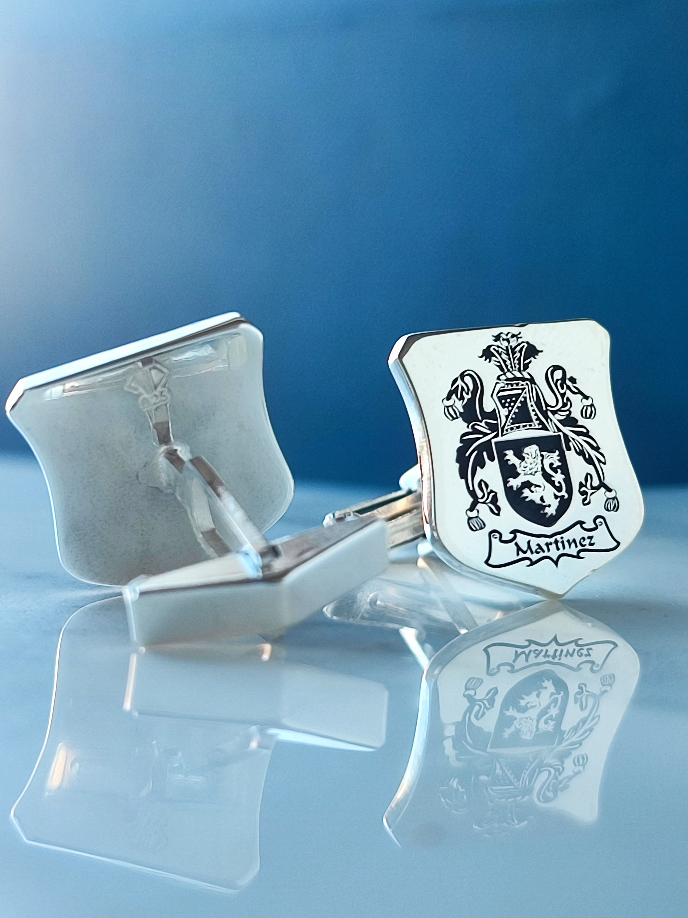 Custom Engraved Traditional Family Crest Shield Cufflink, Personalized ...