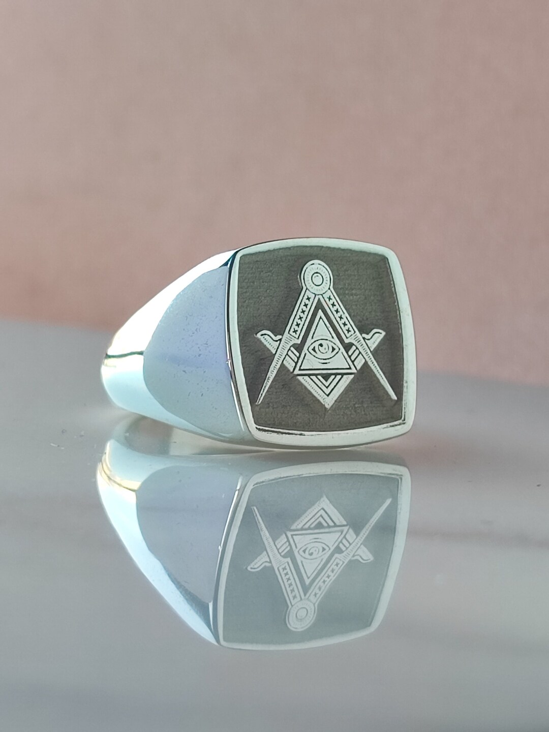 Masonic Ring for Men in Sterling Silver, Unique Freemason Cross Ring to ...