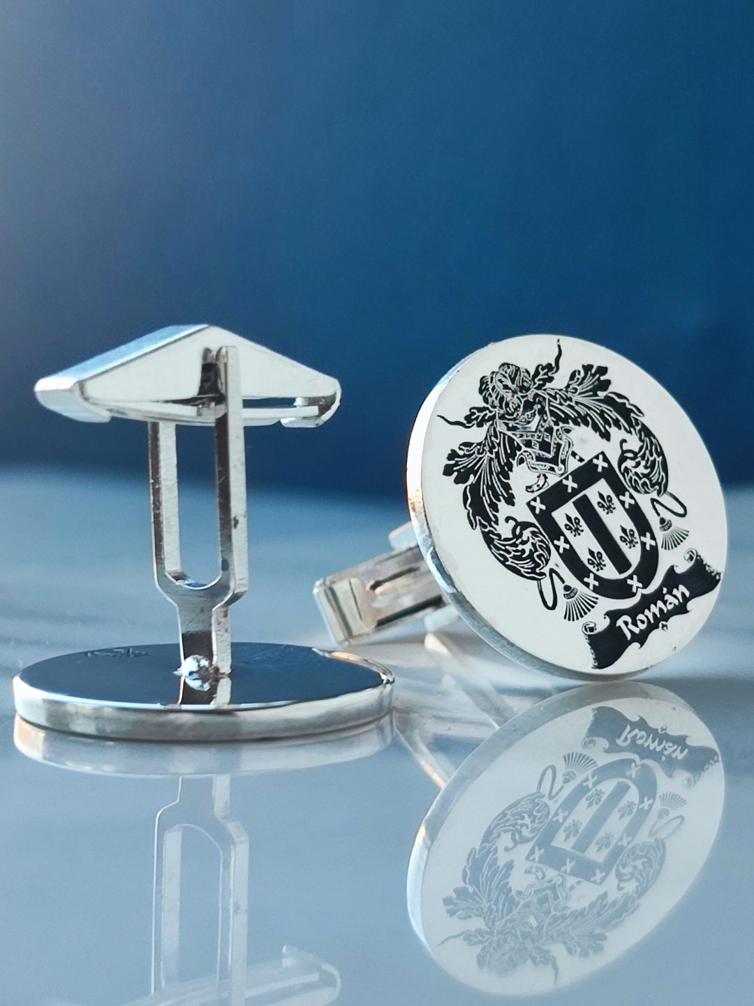 Custom Engraved Traditional Family Crest Cufflink, Personalized Coat of ...