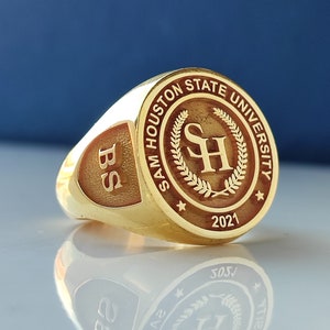 Custom College Class Ring, Graduation Signet Ring, Coat of Arms - Etsy