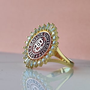 Woman Solid Gold College Ring , 14K Solid Gold Class Ring , University ...