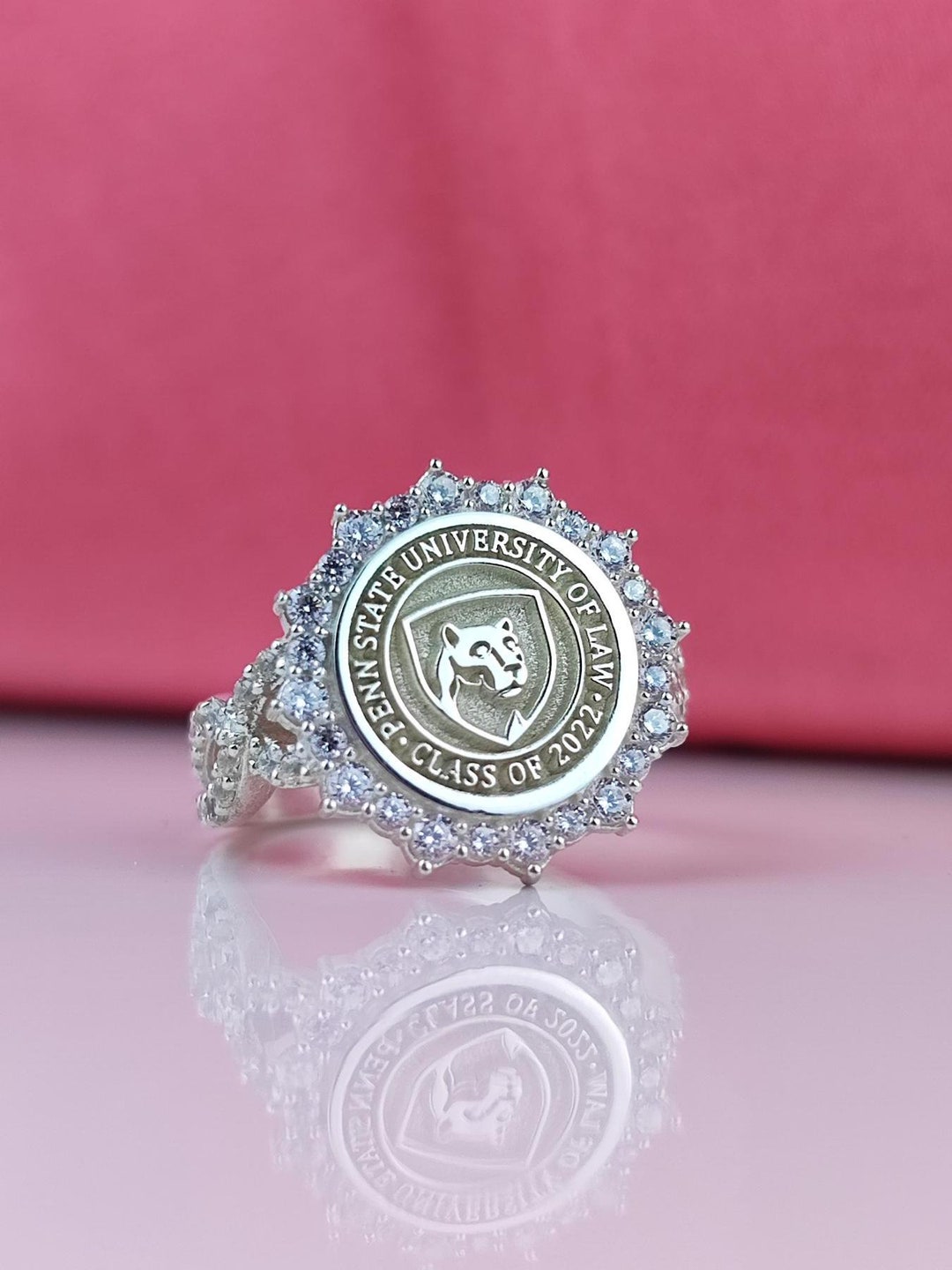 College Ring , Solid Gold Class Ring , 14K Gold Class Ring , University ...