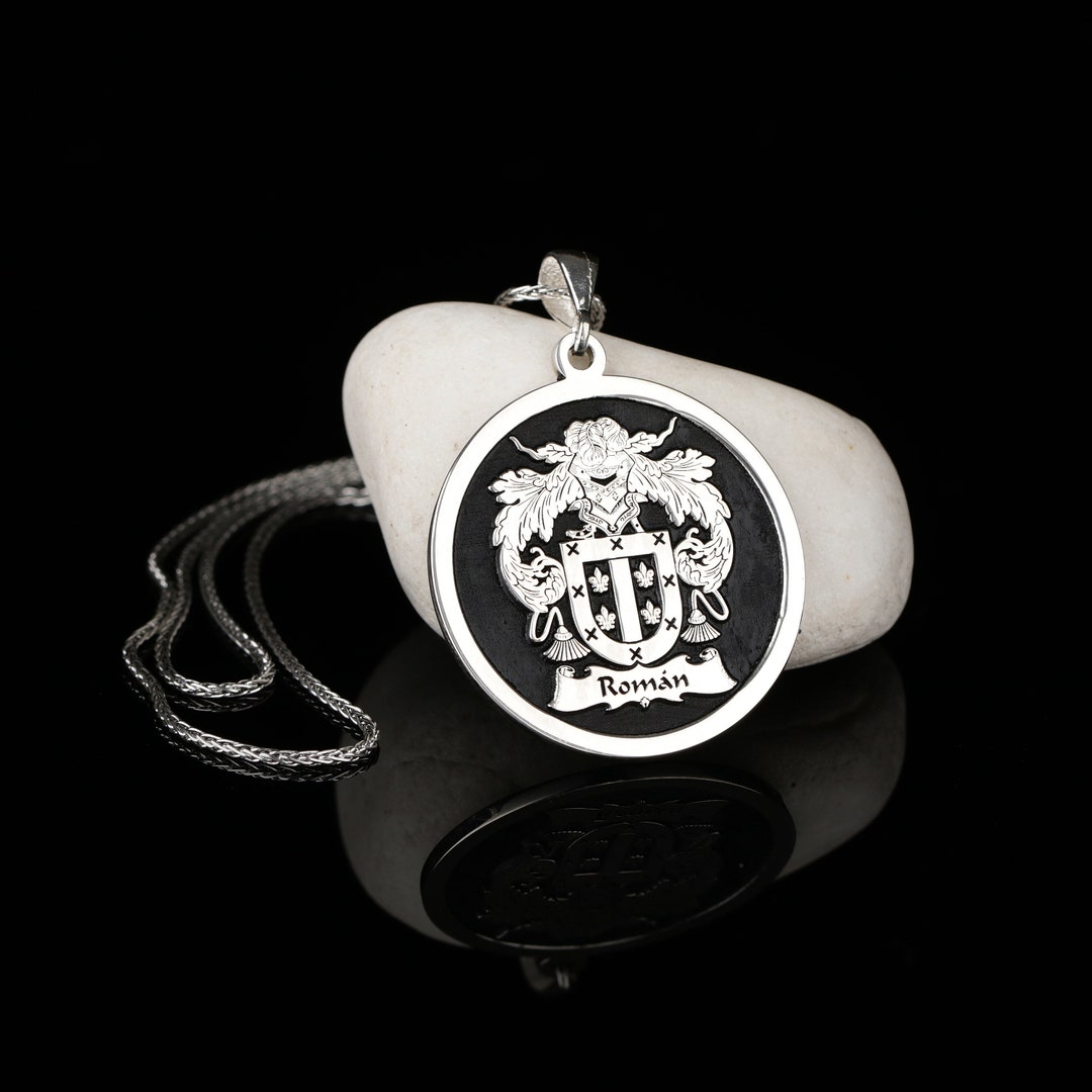 Coat of Arms Necklace, Family Crest Necklace, Custom Signet Pendant ...