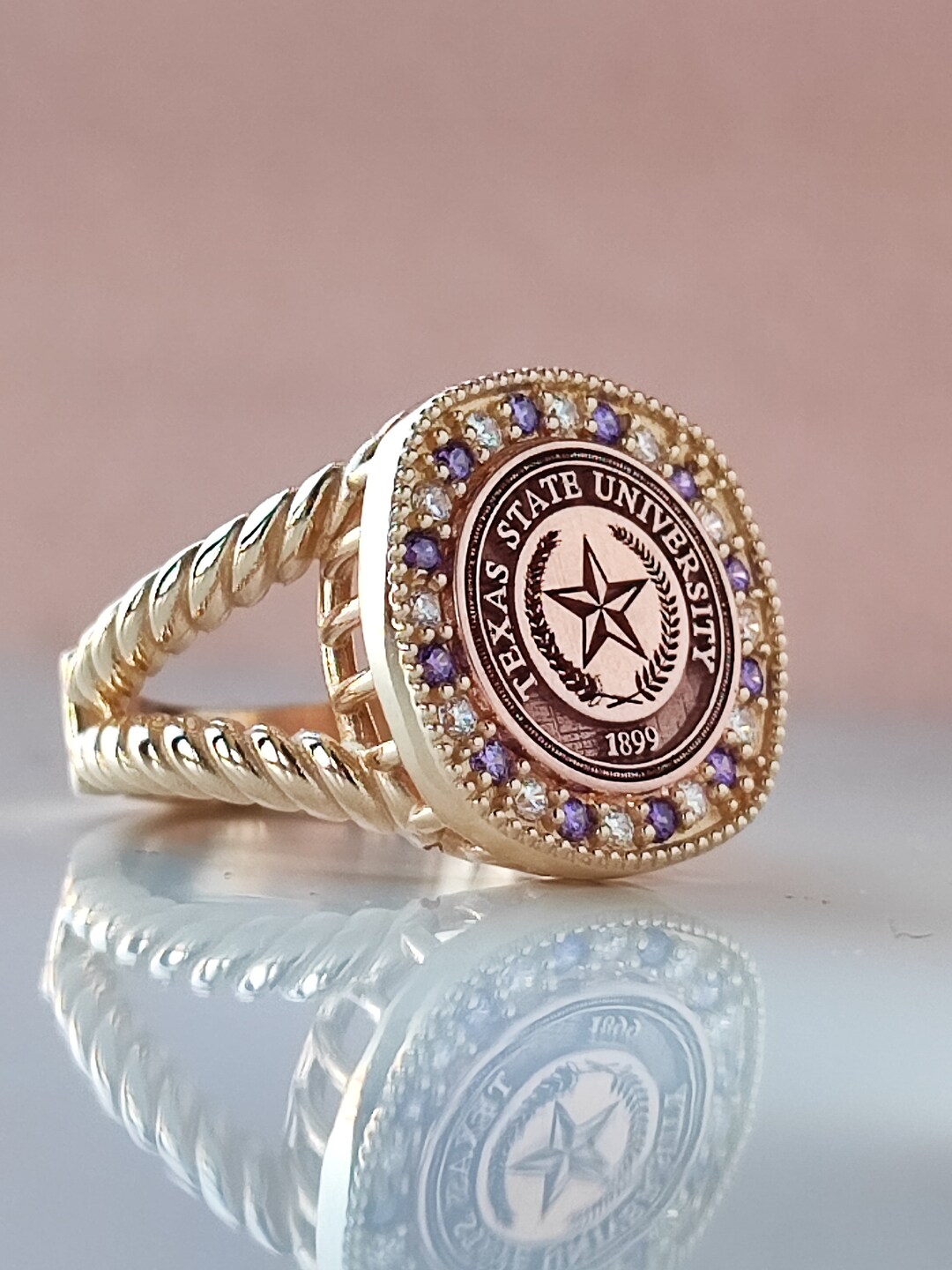 Personalized College Ring , Solid Gold College Ring , High School Ring ...