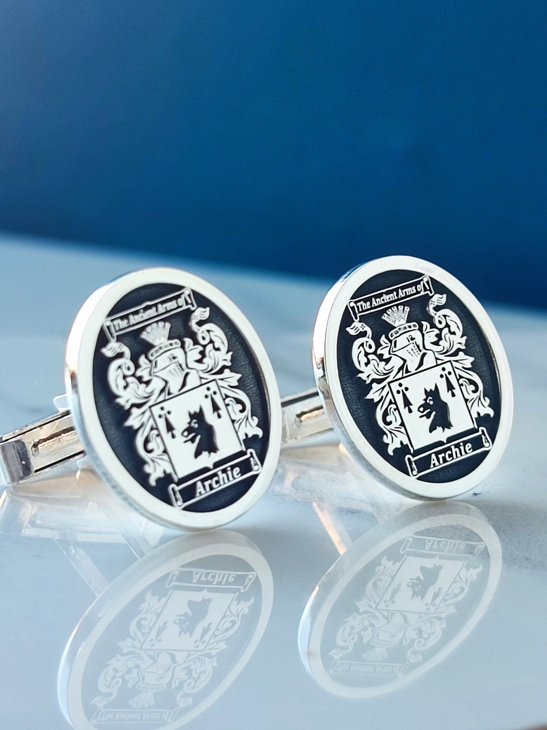 Personalized Family Crest Shield Cufflink, Custom Coat of Arm Groom ...