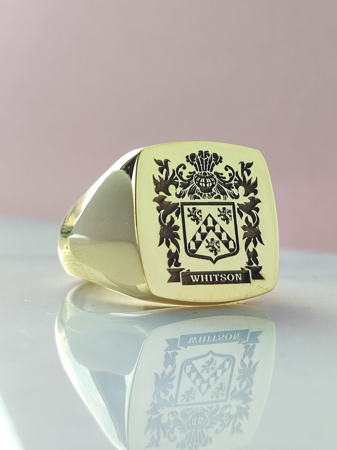 Custom Family Crest Signet Ring – Square Coat of Arms Ring 925 Sterling ...