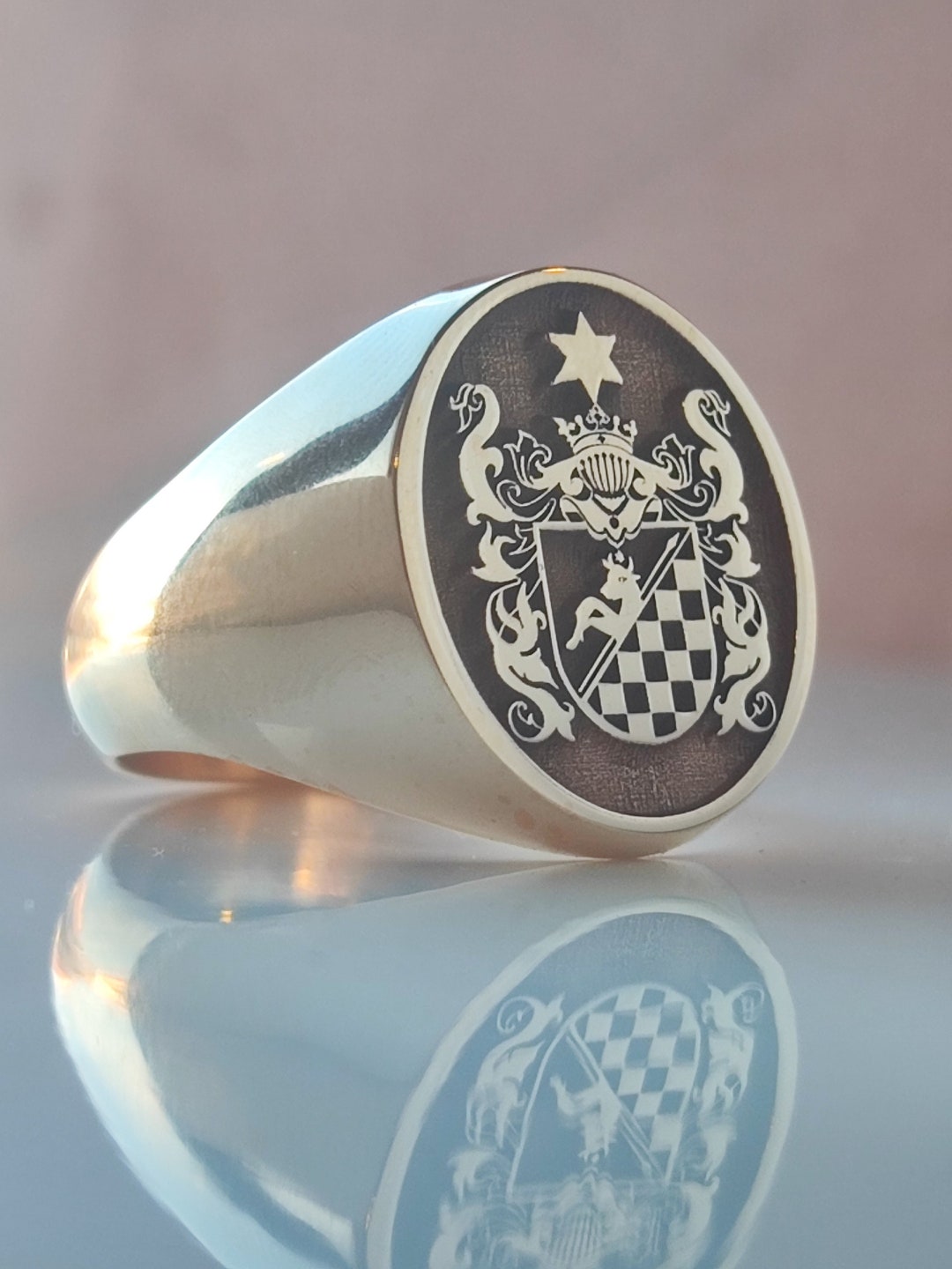 Family Crest Ring,personalized Coat of Arms Ring,heraldic Ring,custom ...