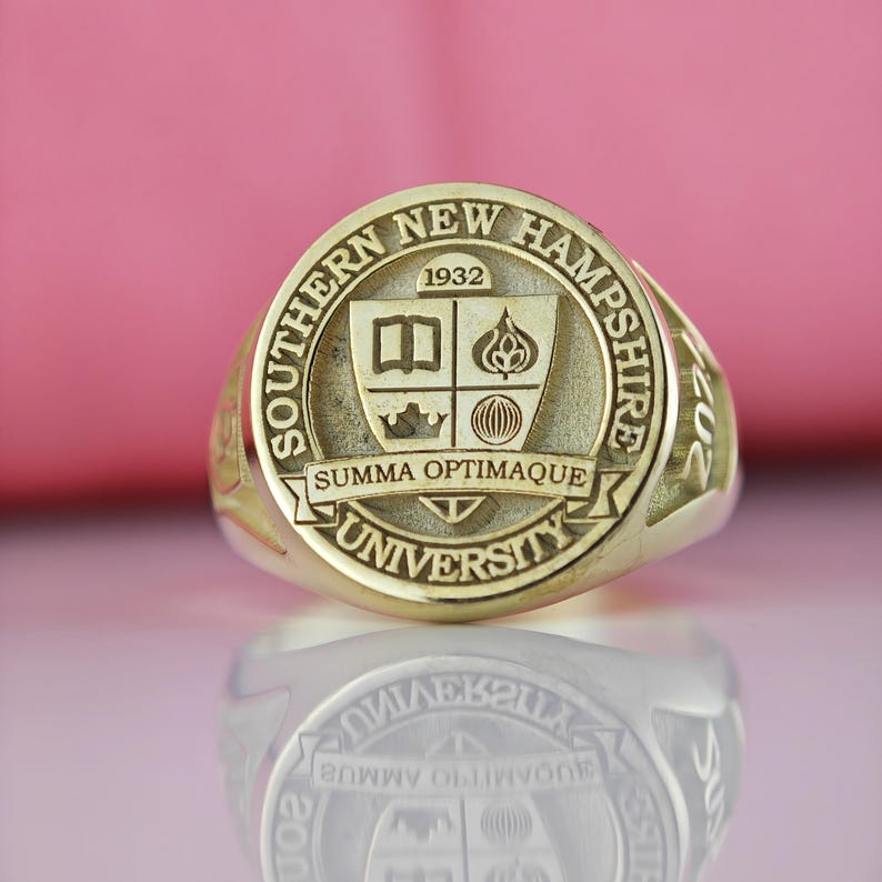 Gold College Ring , Class Ring , Personalized Gifts , Birthday Gift , Personalized Ring , High ...