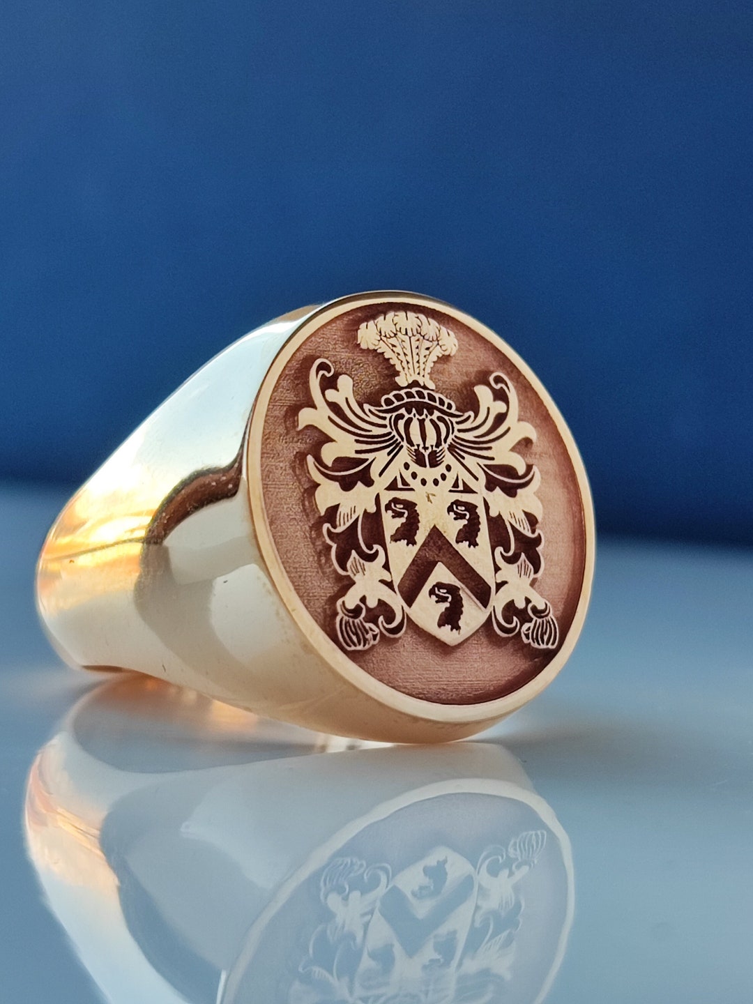 Custom Signet Ring Men - Silver Coat of Arms Ring - Family Crest Rings ...