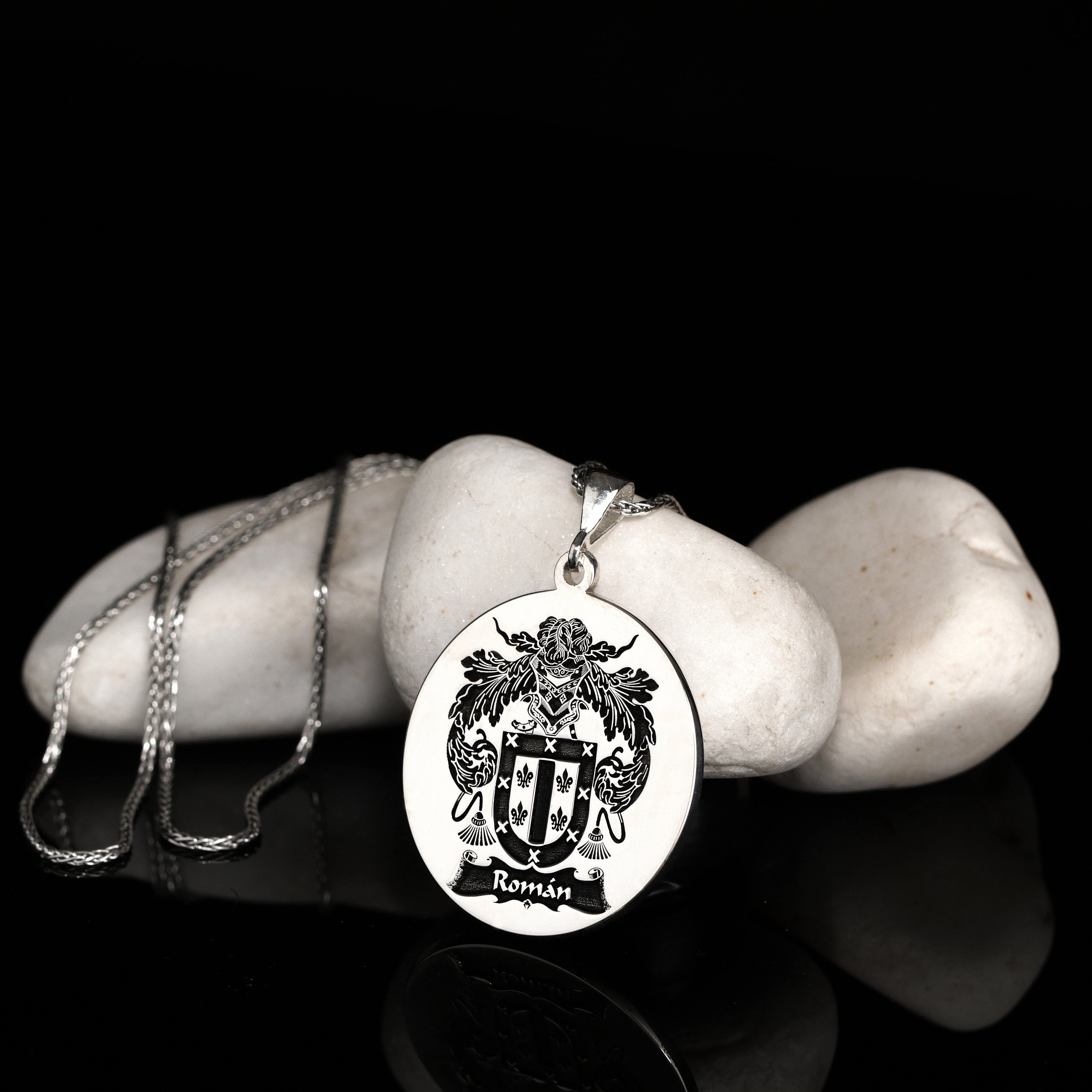 Gold Family Crest Pendant Necklace, Coat of Arms Necklace, Family ...
