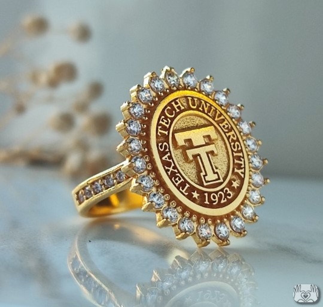 Sterling Silver University Ring, 14K Gold Plated, Graduation Gift - Etsy