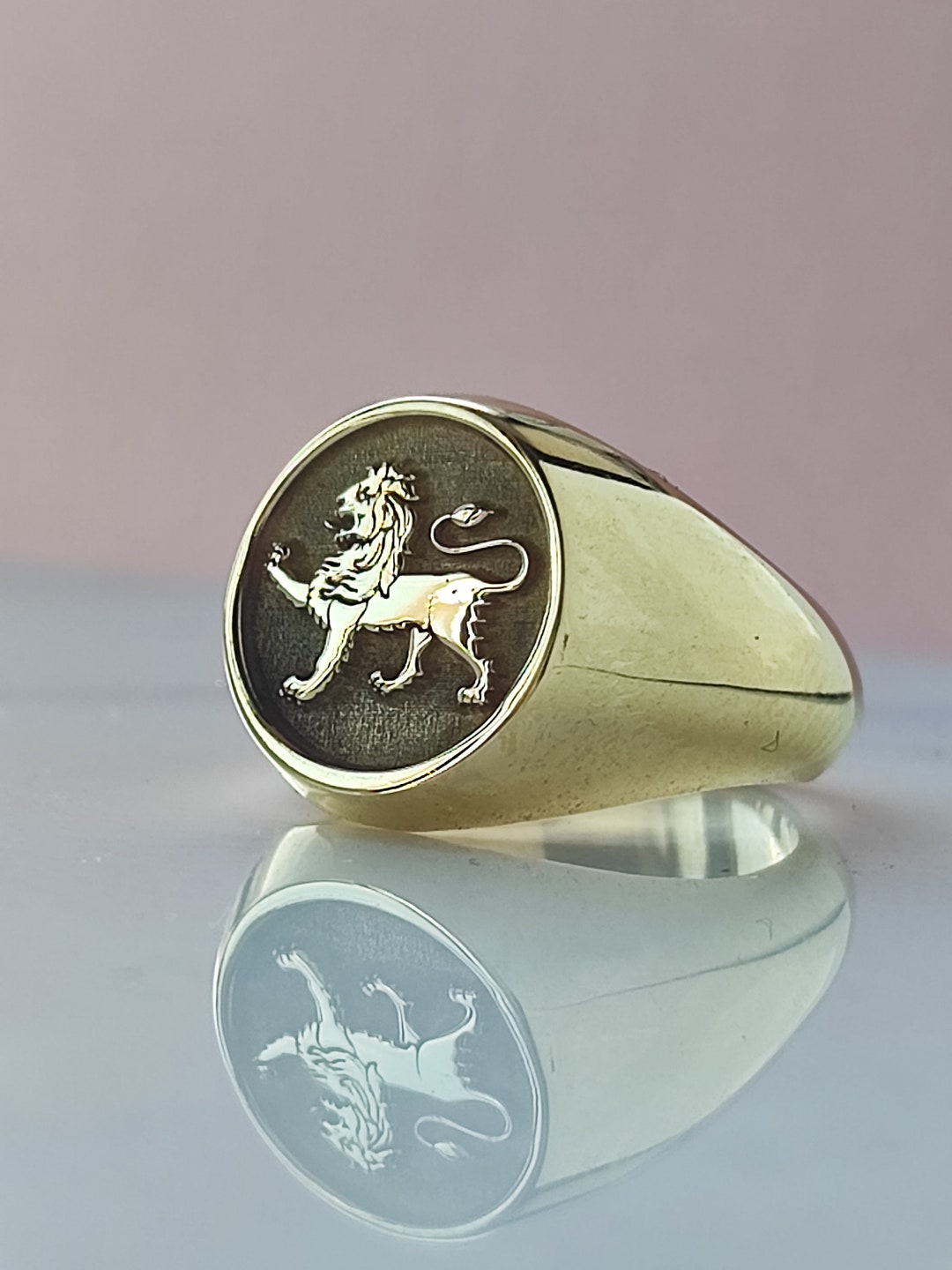 Gold Lion Ring, Lion Head Ring, Mens Lion Head Ring, 14k Gold Lion Ring ...