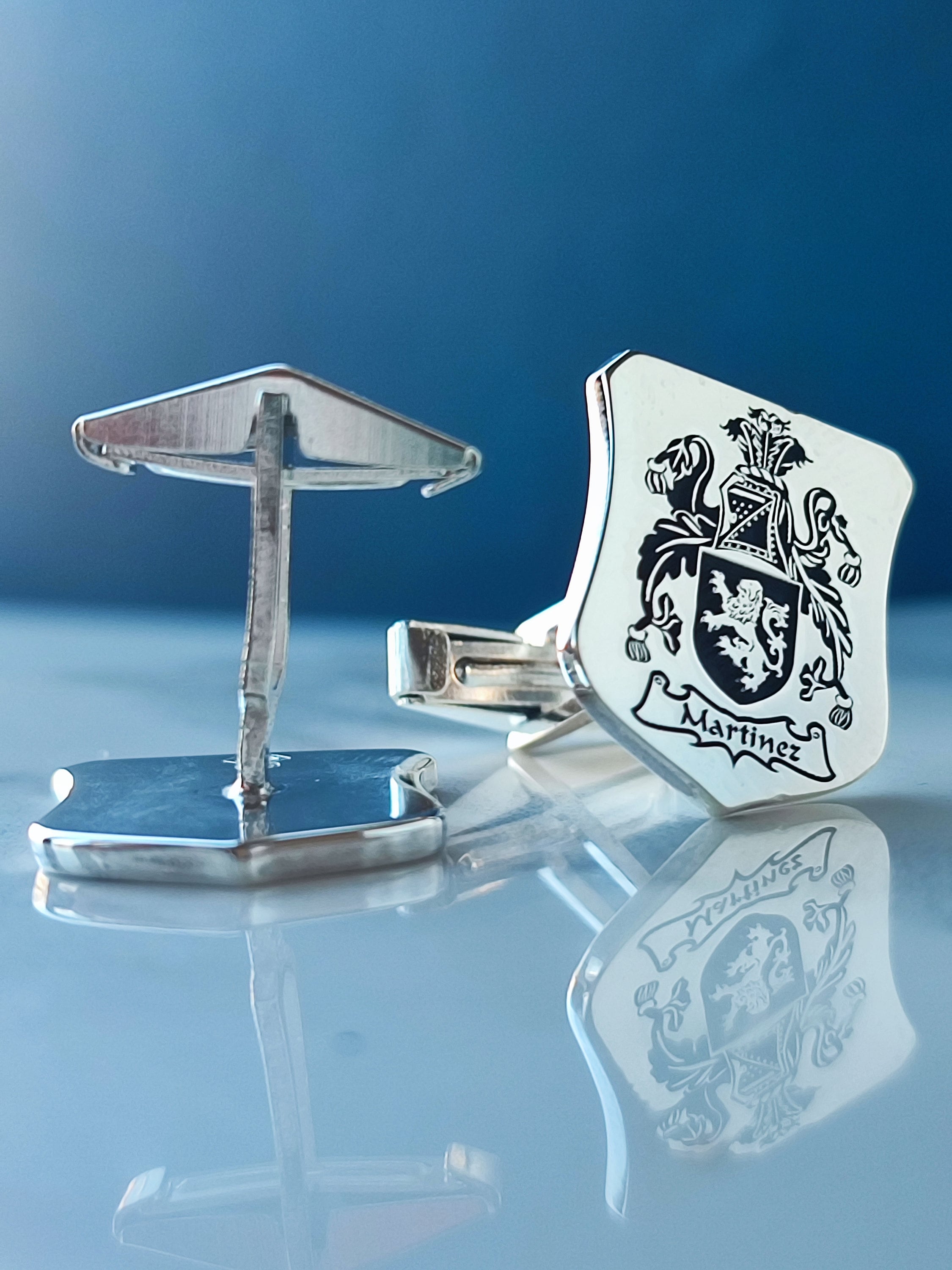 Custom Engraved Traditional Family Crest Shield Cufflink, Personalized ...