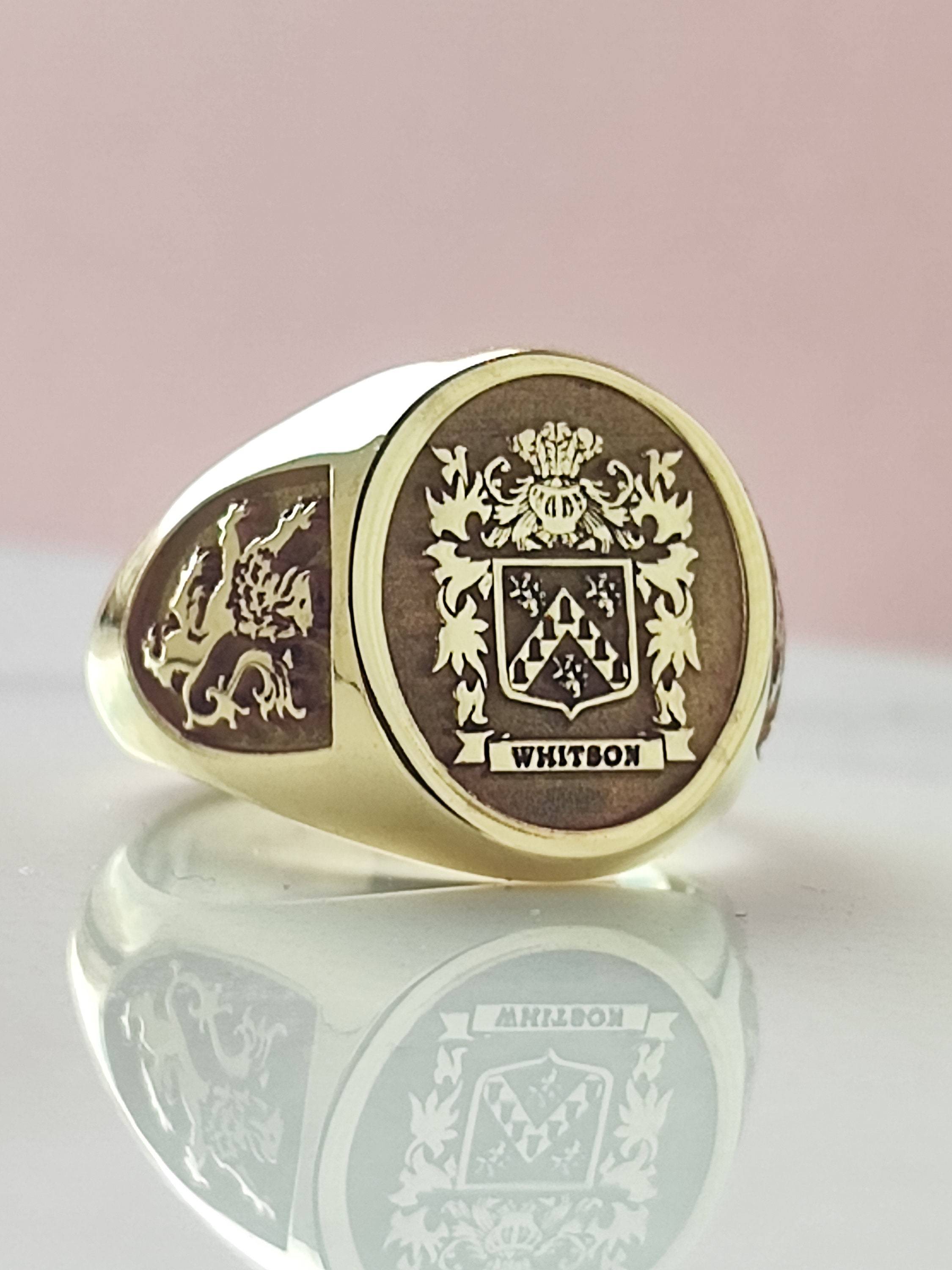 Custom Family Crest Sterling Silver Signet Ring, Personalized Gift - Etsy
