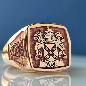 Custom Signet Ring Coat of Arms Ring Family Crest Ring Mens Heraldic ...