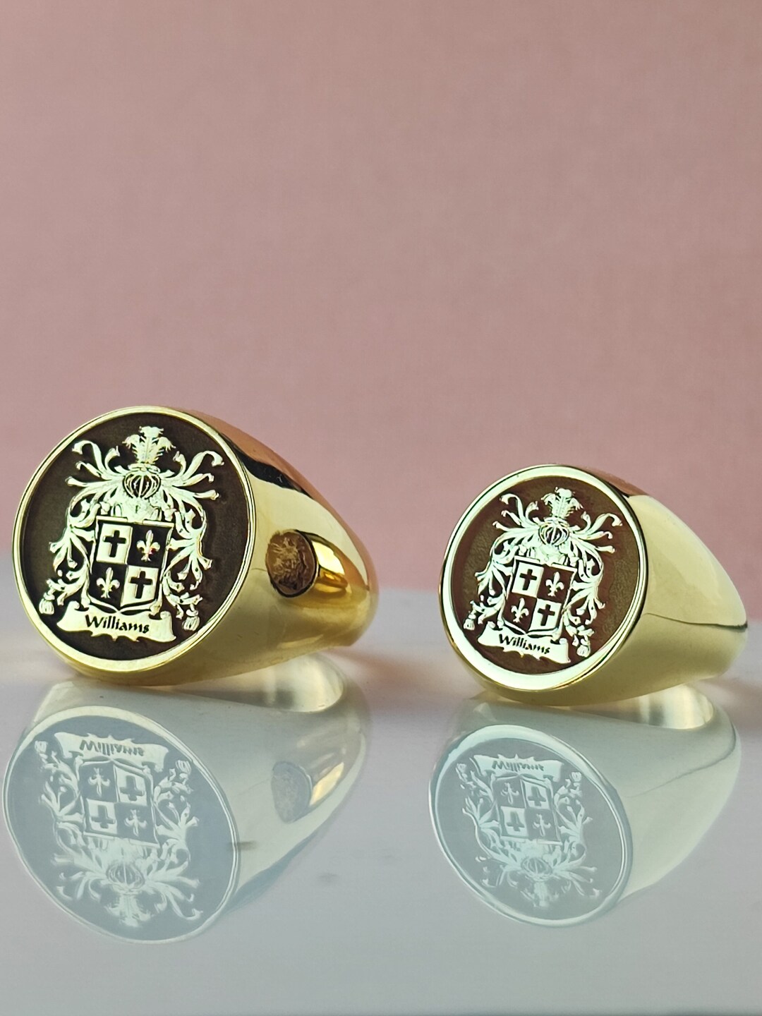 Custom Made Family Coat of Arms Signet Ring, Personalized Coat of Arms ...