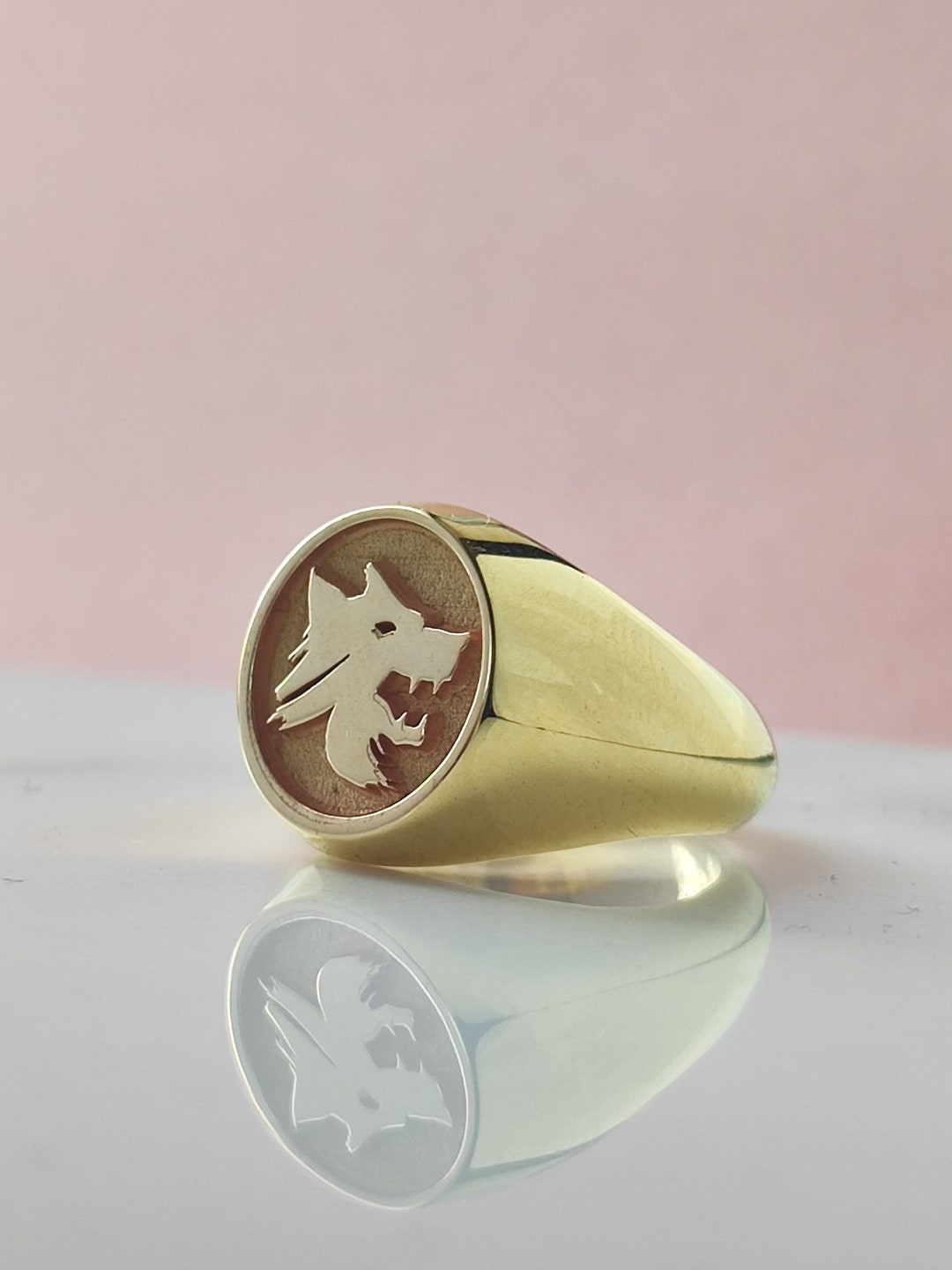 Wolf Ring, Gold Wolf Ring, Wolf Signet Ring, 14k Gold Wolf Ring, Wolf ...