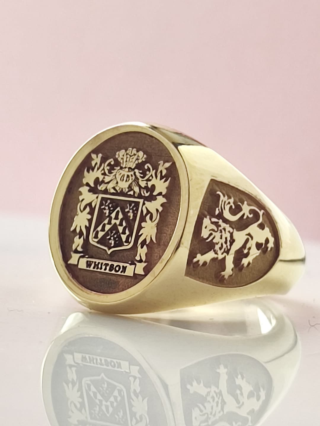 Custom Family Crest Sterling Silver Signet Ring, Personalized Gift - Etsy