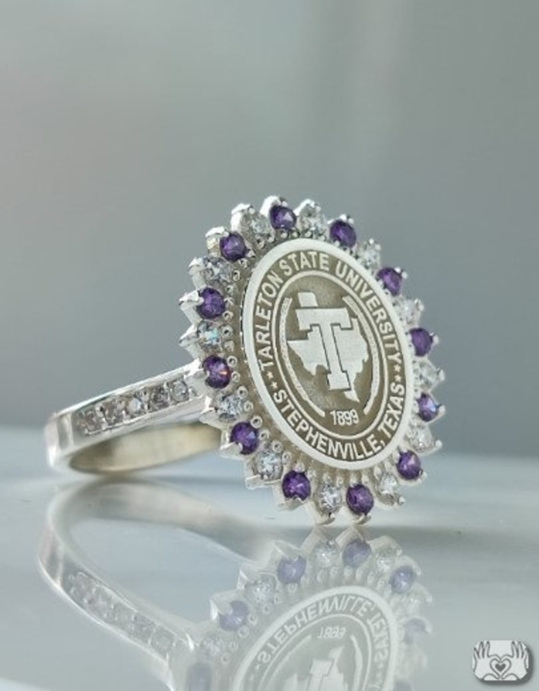 White Gold Custom Class Ring, Graduation Ring, College Class Ring, High ...