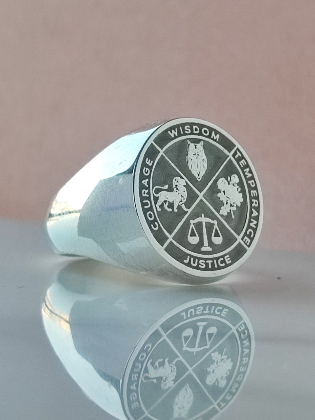Stoic Ring ,justice Wisdom Ring ,custom Stoic Necklace,cardinal Virtues Necklace,wisdom Necklace ...