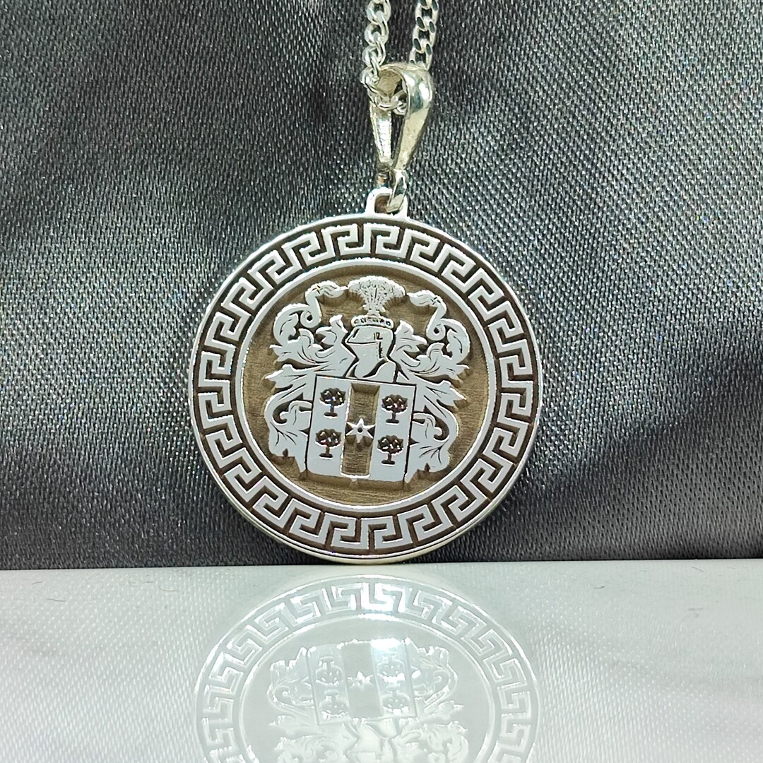 Coat of Arms Necklace, Family Crest Necklace, Custom Signet Pendant ...