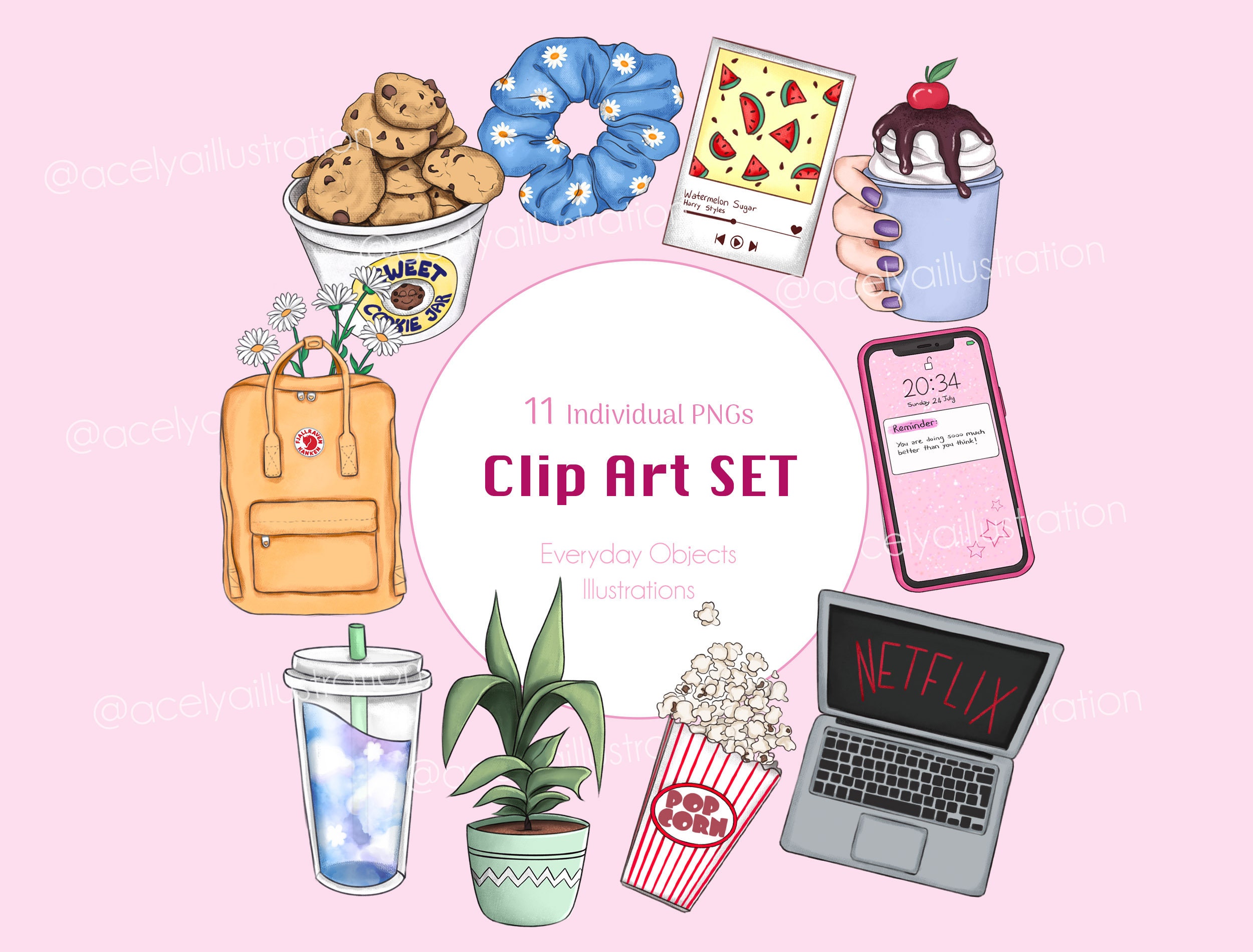 Clipart Set 11 Individual Pngs Everyday Objects, Illustration, Digital ...