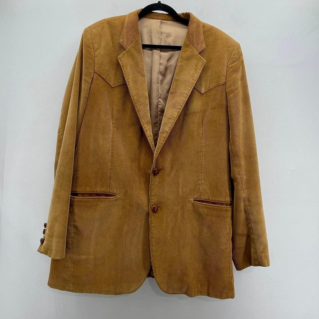 Vintage Lee Western Blazer Jacket Mens 44L Camel Tan Corduroy Sport ...