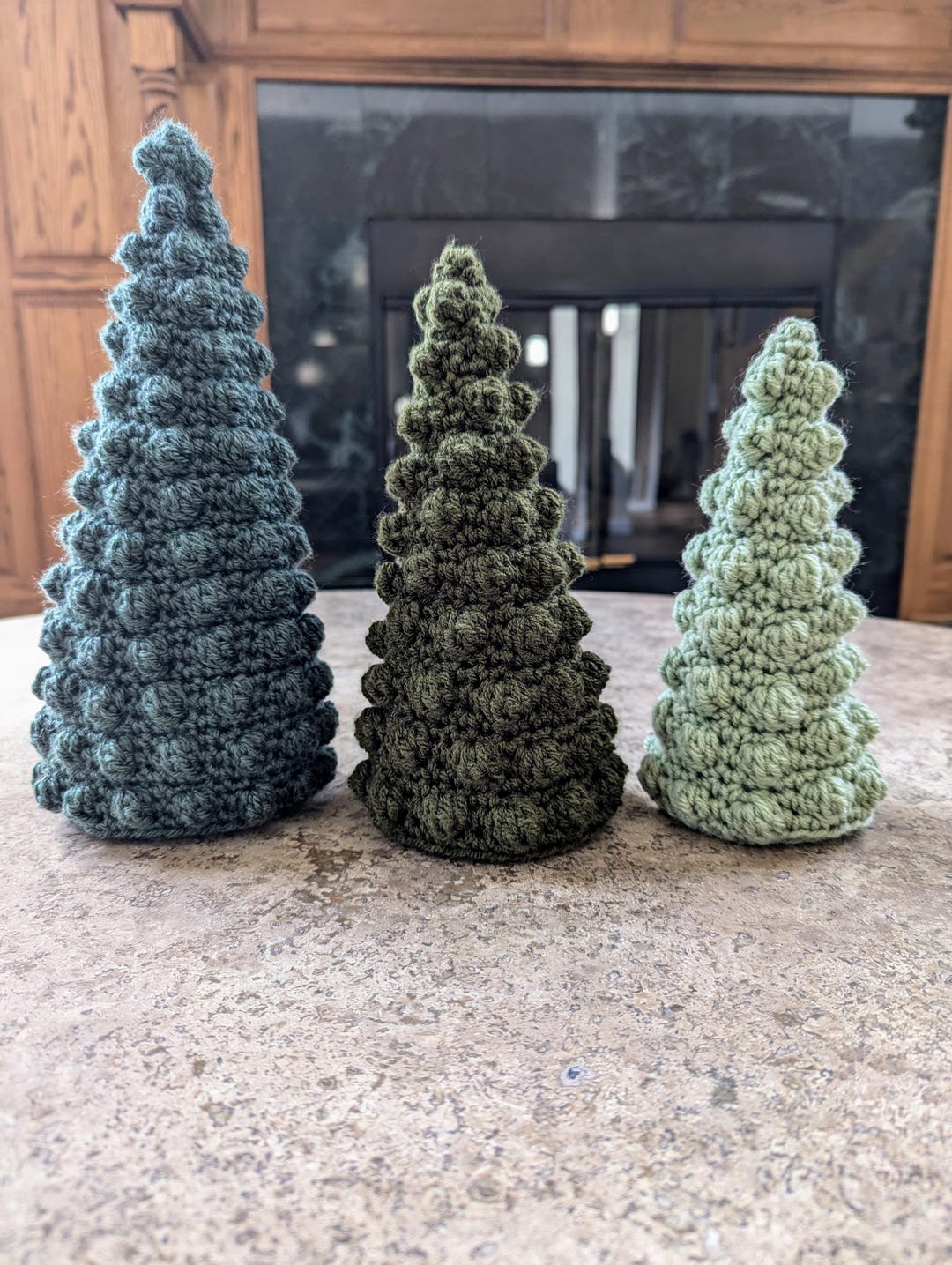 Crochet Bobble Trees Bobble Trees Christmas Decor Holiday Trees Crochet ...