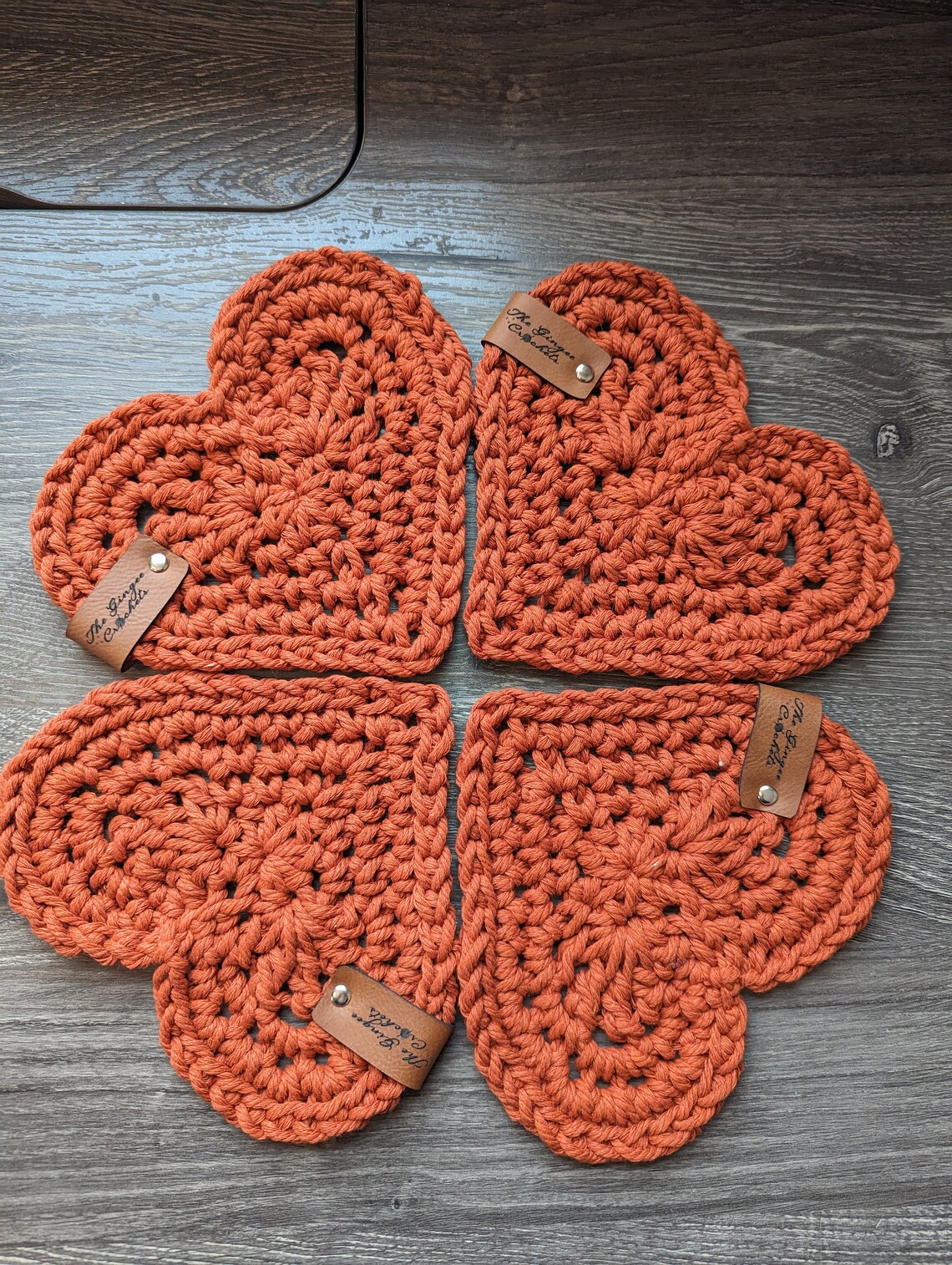 Heart Coasters Crochet Heart Coasters Macrame Heart Coasters Farmhouse ...