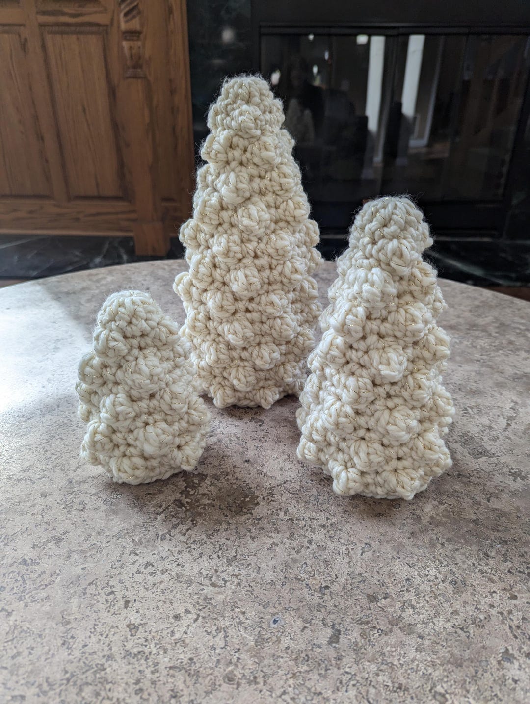 Bulky Crochet Bobble Trees Bulky Bobble Trees Christmas Decor Holiday ...