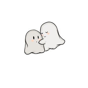 Hugging Ghosts SVG PNG Adorable Ghosts With Christmas Lights Digital ...