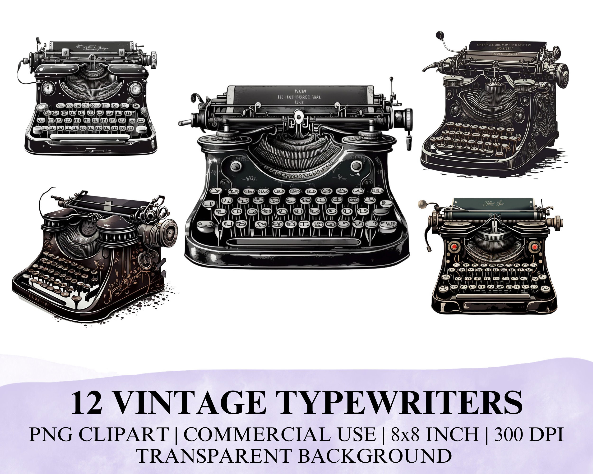 12 Typewriters PNG Clipart, 12 Vintage Black Typewriters PNG ...
