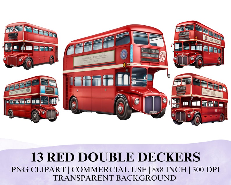 12 Red Double Decker Buses PNG Clipart, Clipart London Double Decker ...