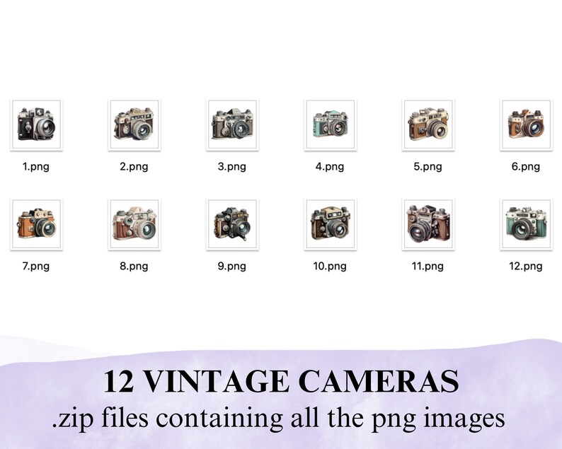 12 Vintage Cameras PNG Clipart, Vintage Camera Clipart, Vintage Clipart ...