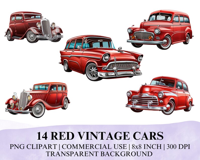 14 Red Vintage Cars PNG Clipart Vintage Style Red Cars - Etsy