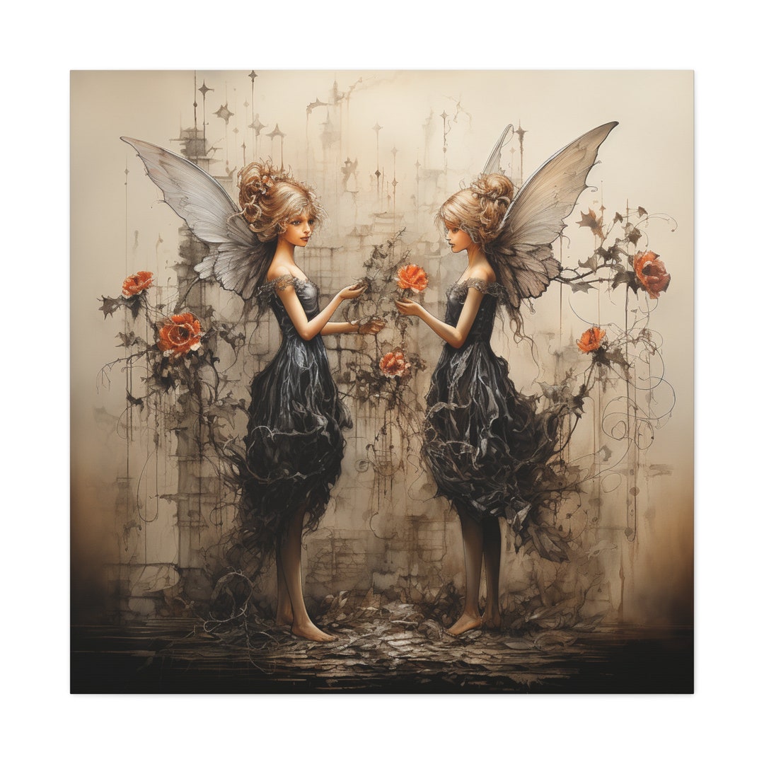 Dual Enchantment: Twin Fairies on Parchment - Etsy