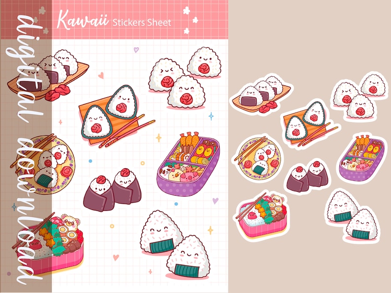 JAPANESE FOOD Sticker Sheet Png Download, Digital Sticker Sheet ...