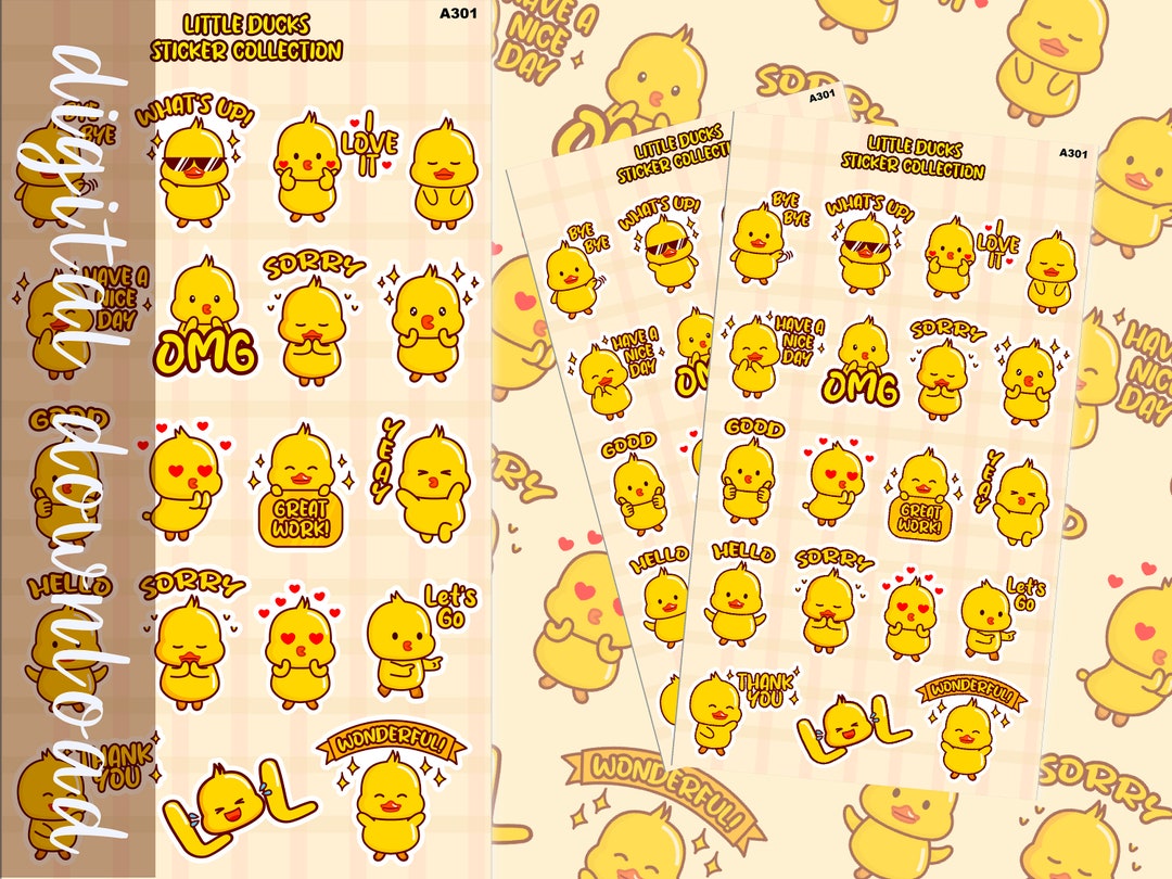 LITTLE DUCK Sticker Sheet Png Download, Digital Sticker Sheet, Sticker ...