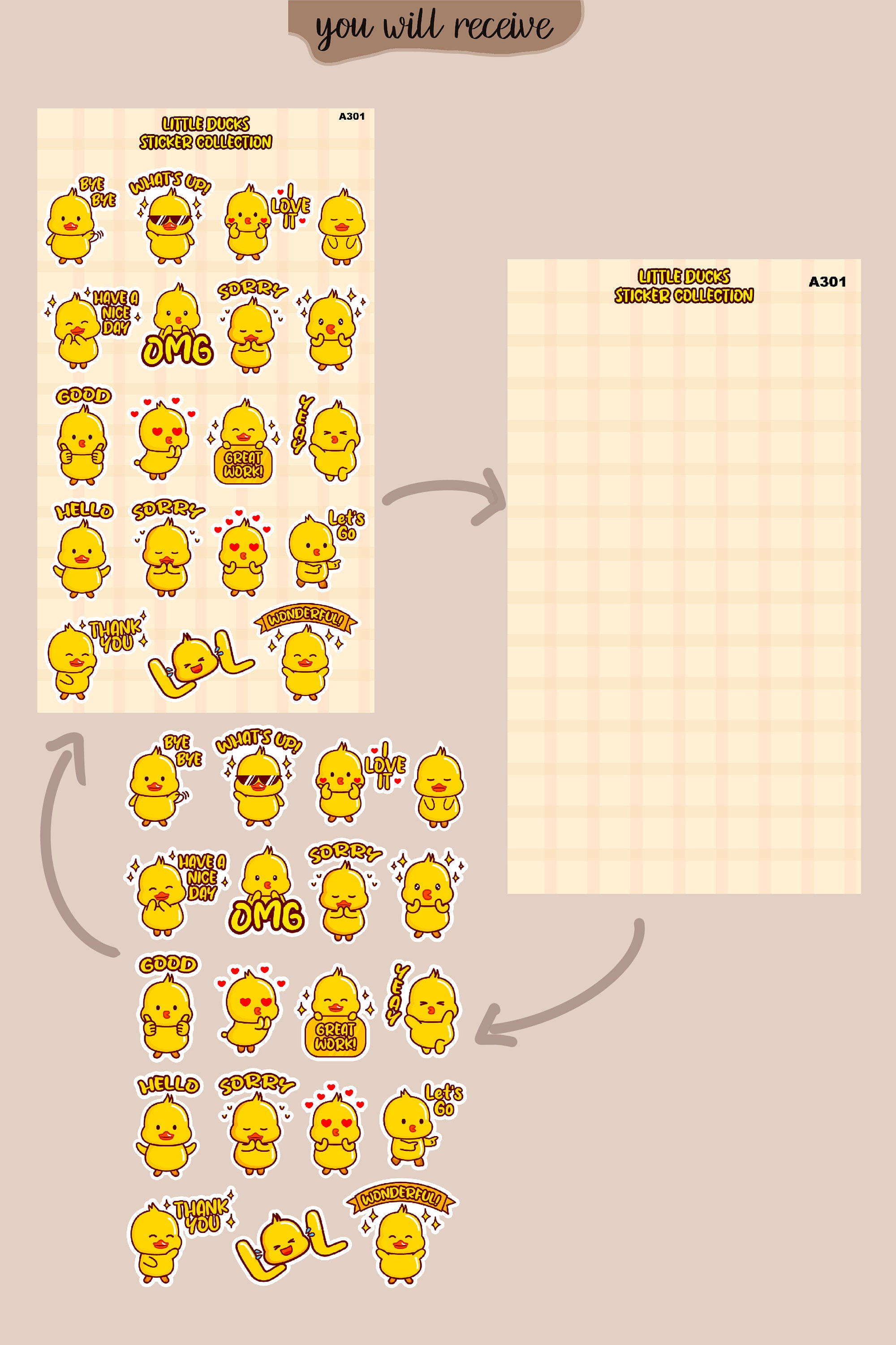 LITTLE DUCK Sticker Sheet Png Download, Digital Sticker Sheet, Sticker ...