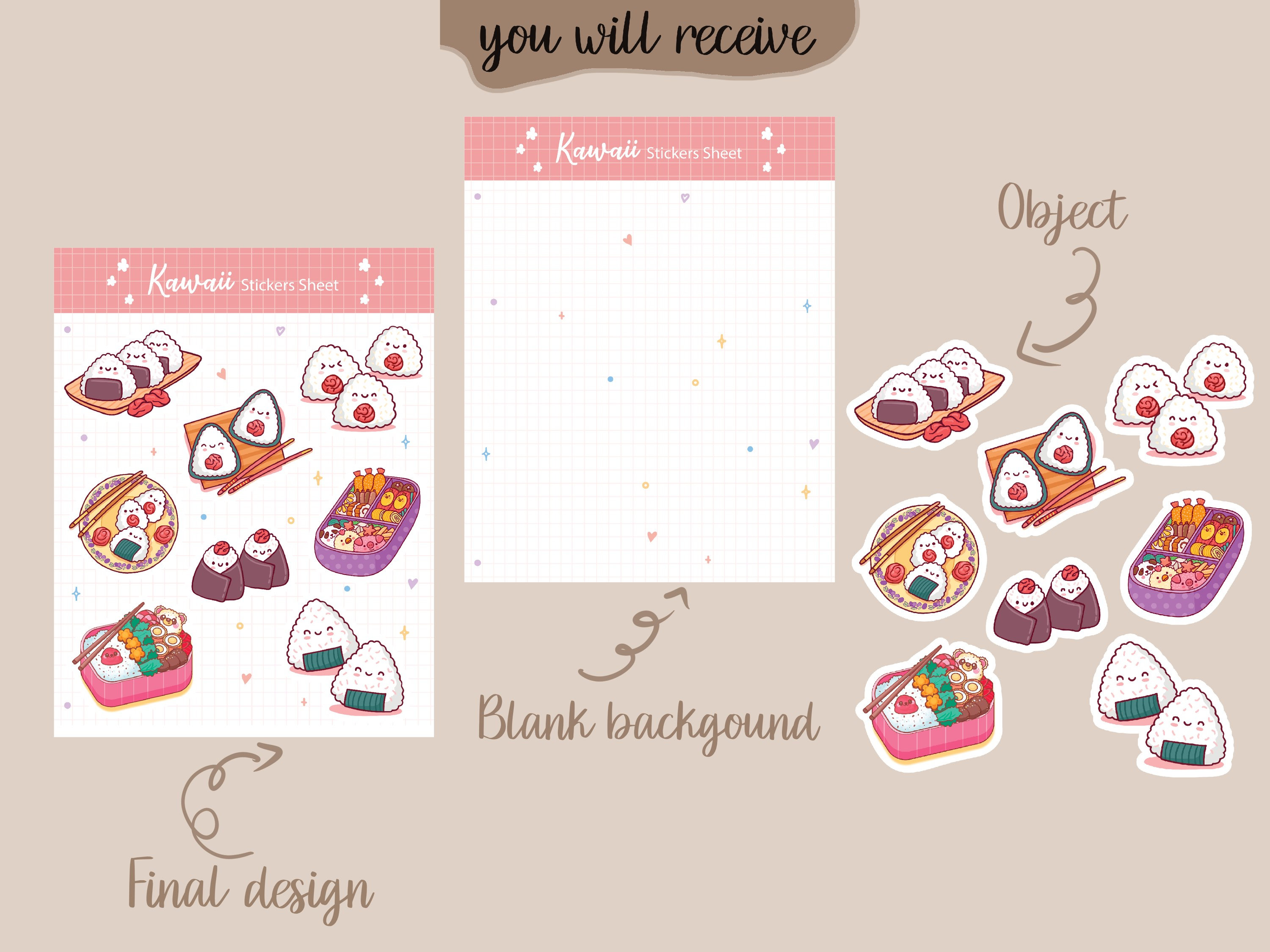 JAPANESE FOOD Sticker Sheet Png Download, Digital Sticker Sheet ...