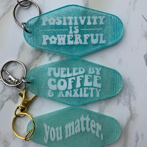 Glitter Retro Motel Keychain Positive Mental Health Anxiety - Etsy