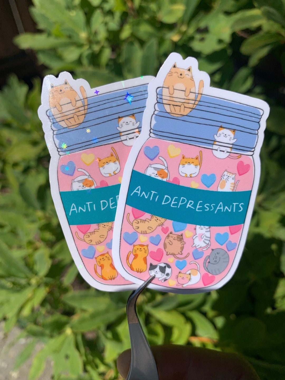 Cat Antidepressants Mental Health Sticker | Glossy or Holographic ...