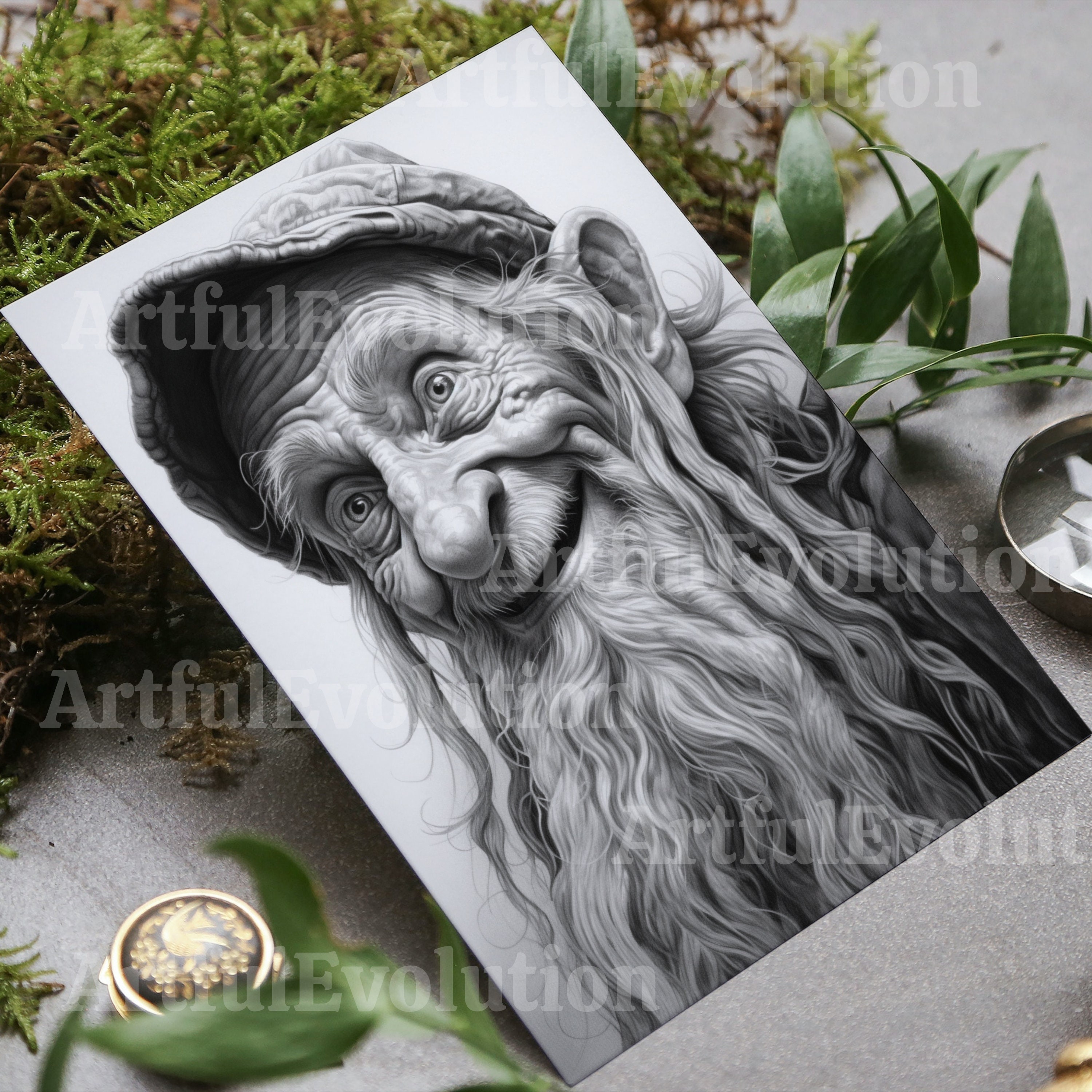 3 Elf Coloring Pages, Grayscale Coloring Page for Adults, Stoner ...